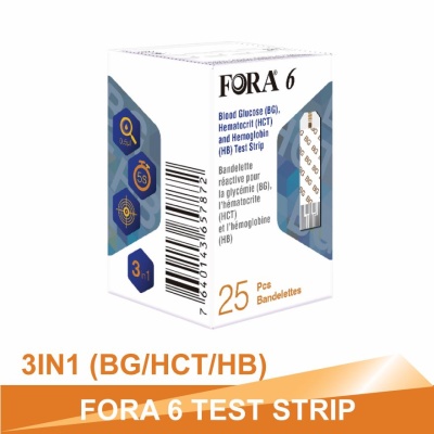FORA, FORA 6 Gold Strip For BG-HCT-HB (3 in 1), 25’s/vial, one vial/box ...