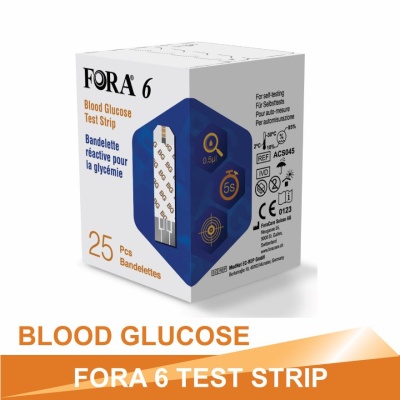 FORA, FORA 6 Gold Strip For Blood Glucose, 25 pcs/vial, one vial/box ...