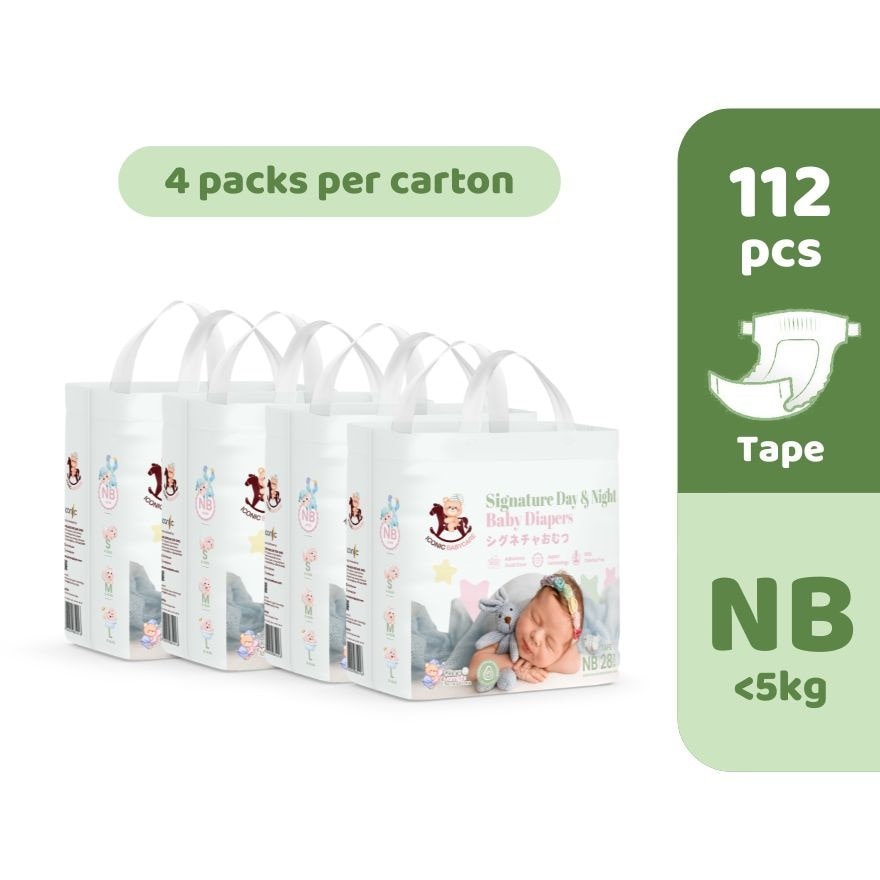 ICONIC, Signature Day & Night Baby Diapers - Tape NB 112pcs | Watsons ...