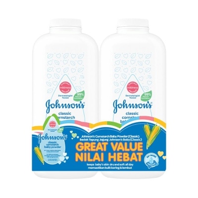 JOHNSON'S, Cornstarch Classic Baby Powder 2x500g | Watsons Malaysia