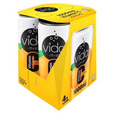 VIDA, Vitamin C 1000mg Orange Sparkling Flavoured Drink 4x325ml ...