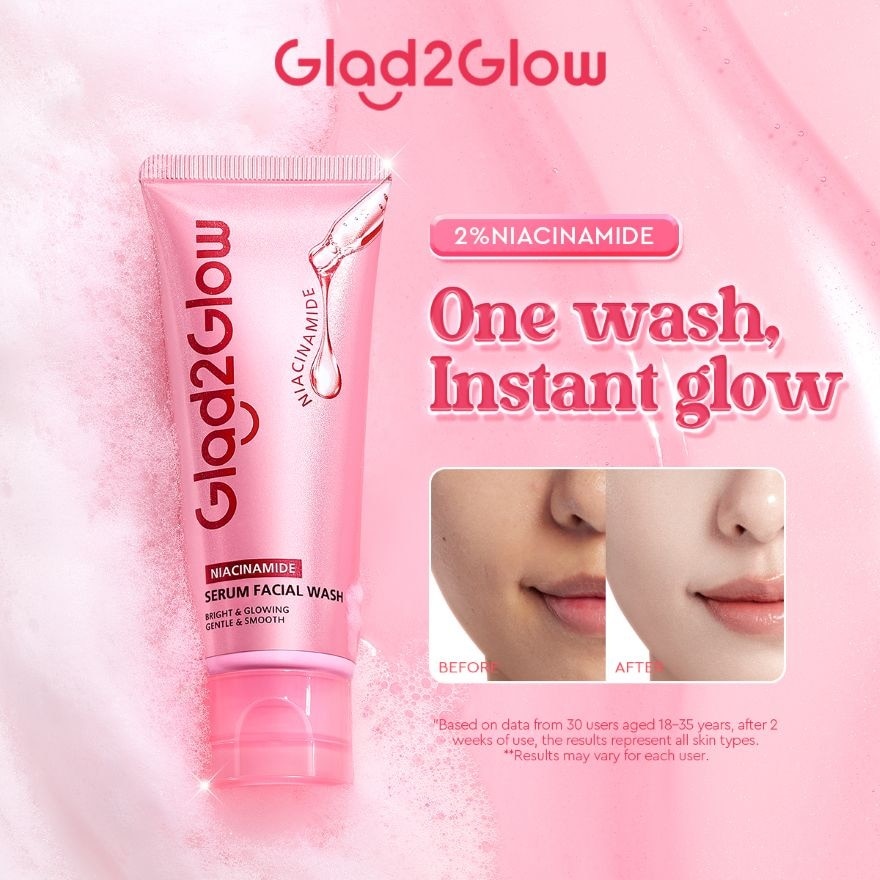 GLAD2GLOW, Niacinamide Serum Facial Wash 70ml | Watsons Malaysia