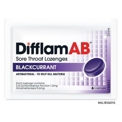 DIFFLAM, AB Sore Throat Lozenges Blackcurrant 6's | Watsons Malaysia