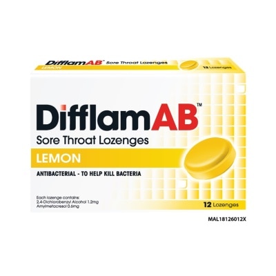 DIFFLAM, AB Sore Throat Lozenges Lemon 12's | Watsons Malaysia