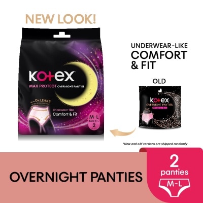 KOTEX, Overnight Panties M-L (2s) - Period Panties with 360⁰ Anti-Leakage Protection Disposable ...
