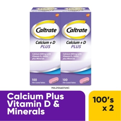 CALTRATE, 600 Plus Calcium with Vitamin D & Minerals 2X100s | Watsons ...