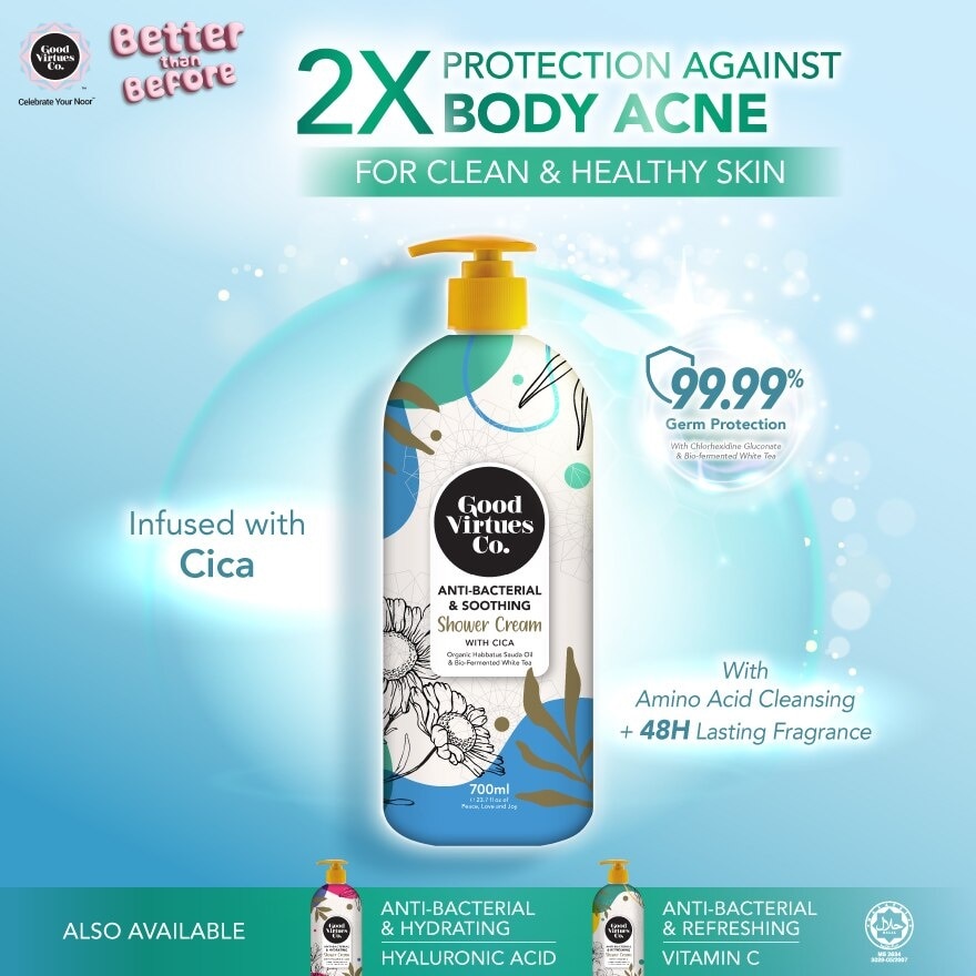 Good Virtues Co Anti Bacterial And Soothing Shower Cream With Cica 700ml